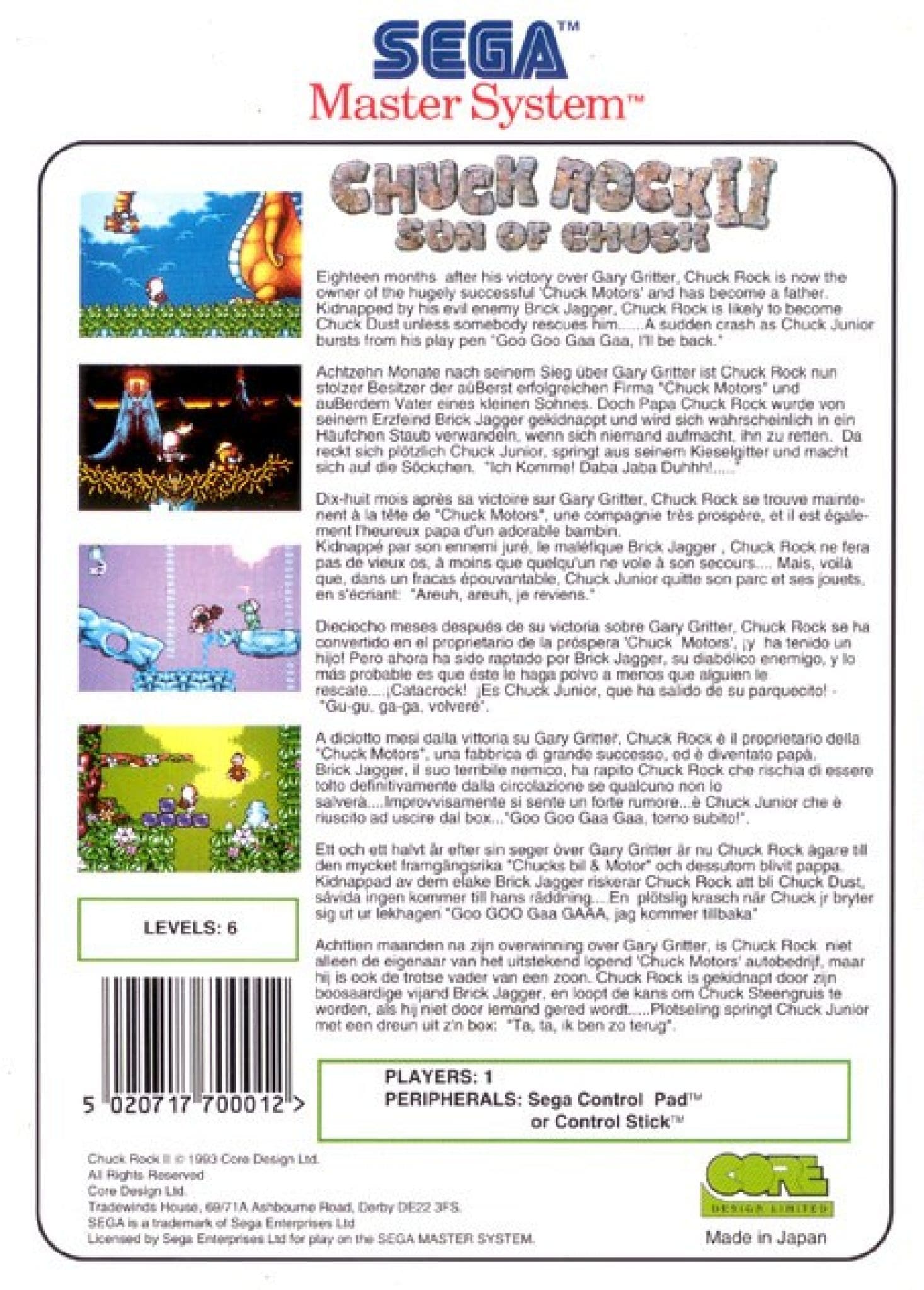 Chuck Rock II: Son Of Chuck (1993) | Análise Para Sega Master System ...